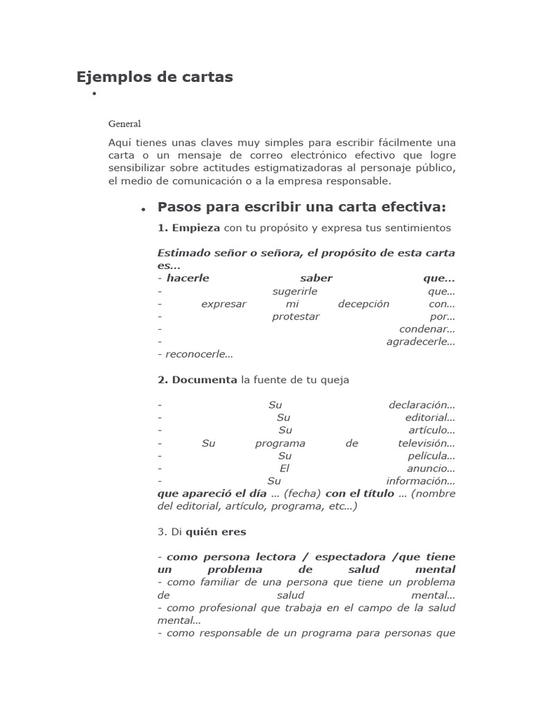 Ejemplos de Cartas | PDF