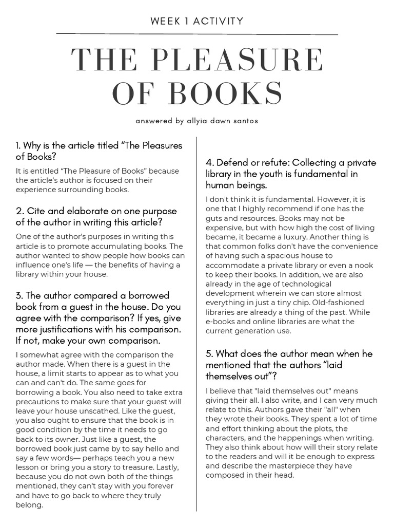 The Pleasure of Book Analysis | PDF