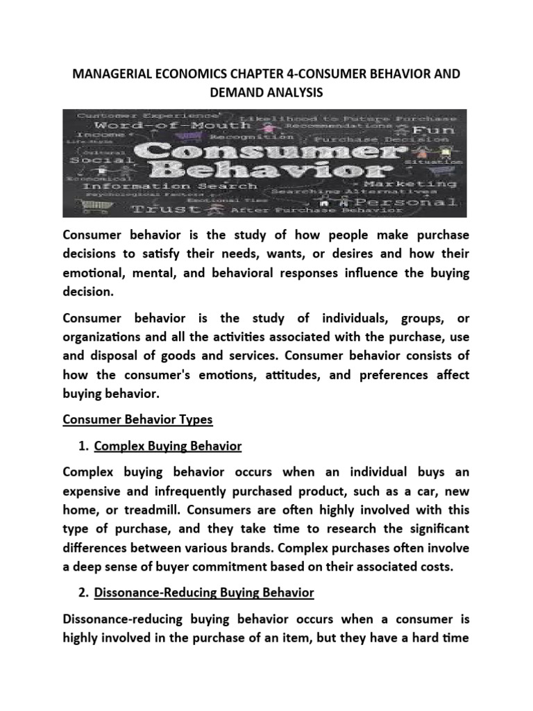 Managerial Economics Chapter 4-Consumer Behavior and Demand Analysis | PDF | Demand | Consumer ...
