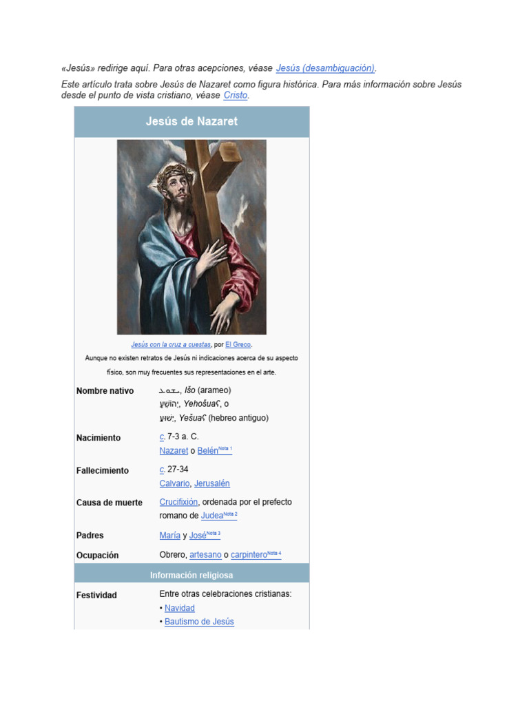 Jesús de Nazareth | PDF | Jesús | Creencia religiosa y doctrina