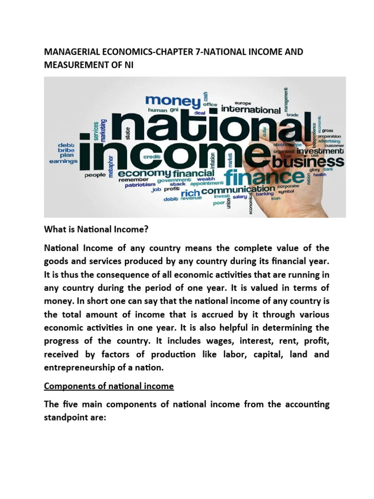 Managerial Economics-Chapter 7-Nagtional Income and Measurement of Ni | PDF