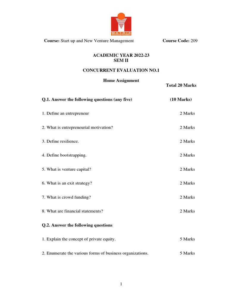 CC1 209 Startup & New Venture Management | PDF