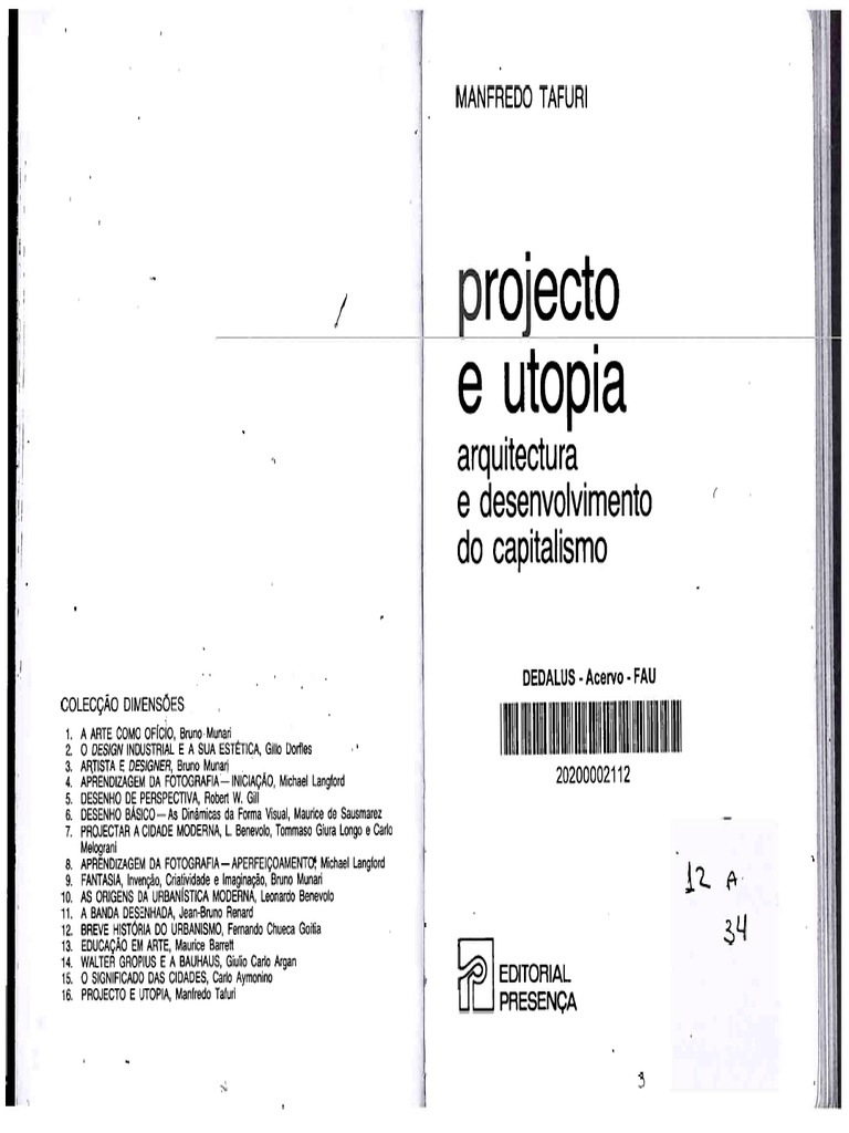 M. Tafuri - Projecto e Utopia - 19xx1 | PDF