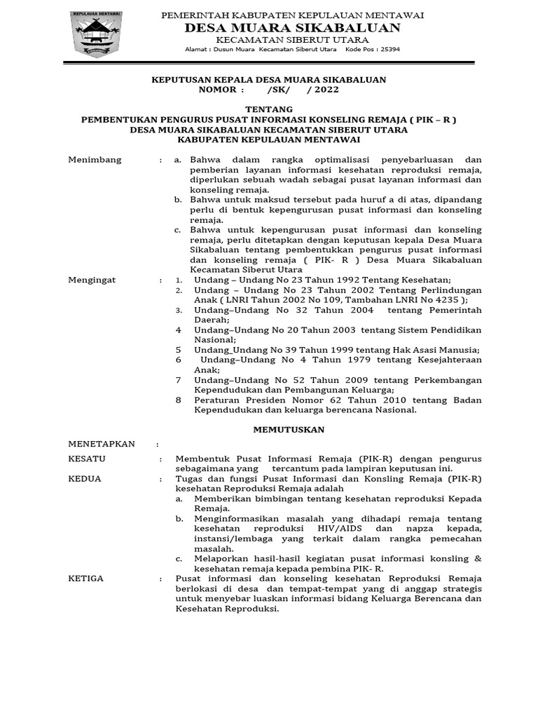 SK Pik R Desa 2022 | PDF