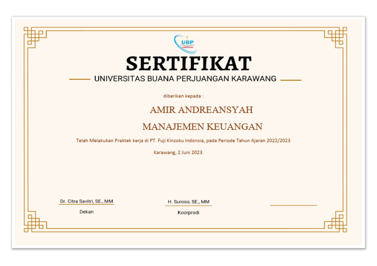 Sertifikat KP 2023 AMIR | PDF