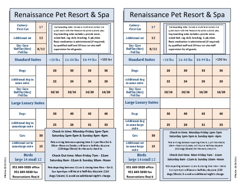 Renaissance Rate Sheet | PDF