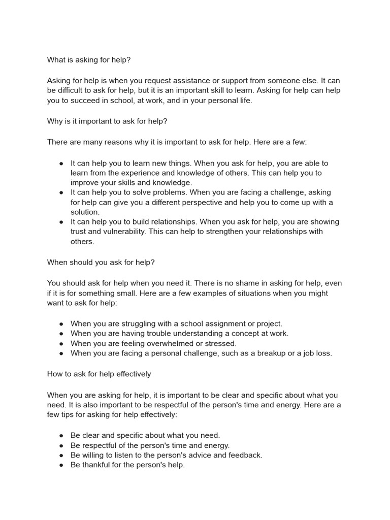 Asking For Help | PDF | Knowledge | Gratitude