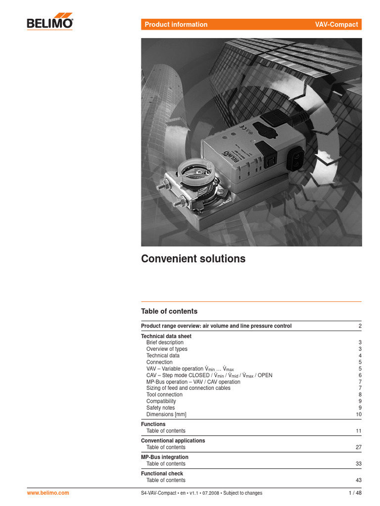 Belimo VAV-Compact-D2 v11 Datasheet En-Gb | PDF