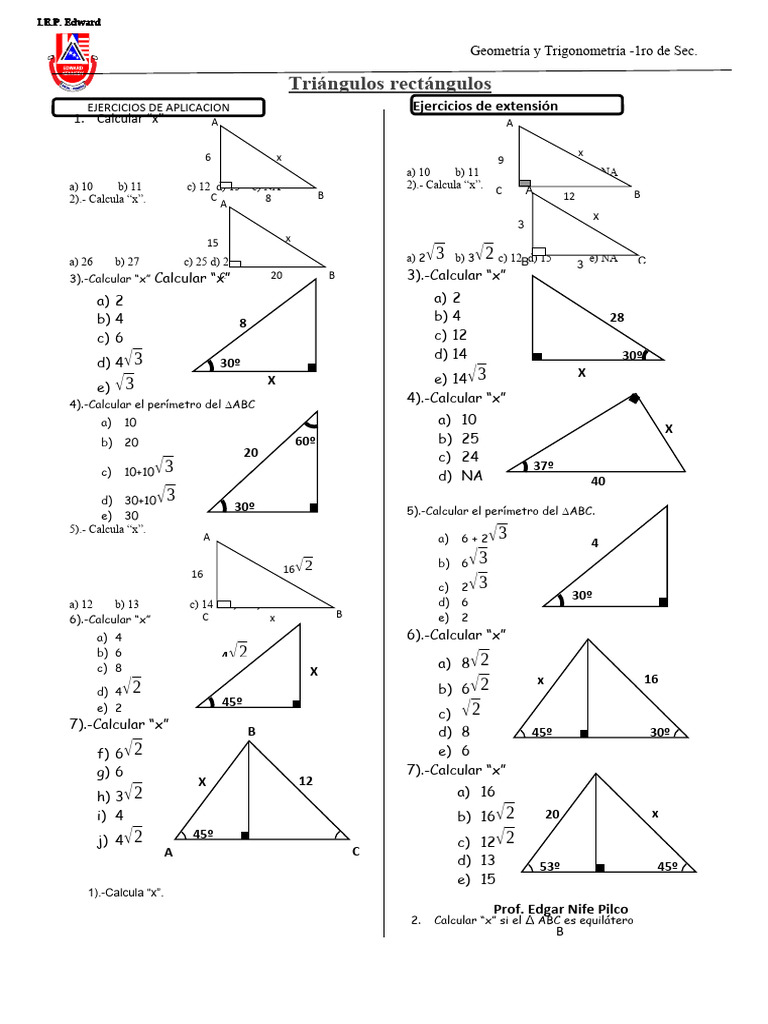triangulos rectangulos1rooo | PDF | Geometría Elemental | Geometría del plano euclidiano
