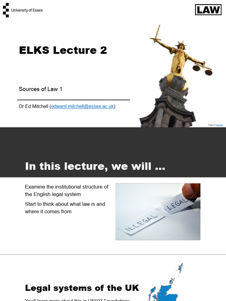 ELKS Lecture 2 Sources of Law 1 (Legal System) | Download Free PDF ...