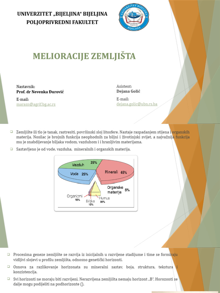 Melioracije Zemljista Prezentacija Dejana Golic | PDF