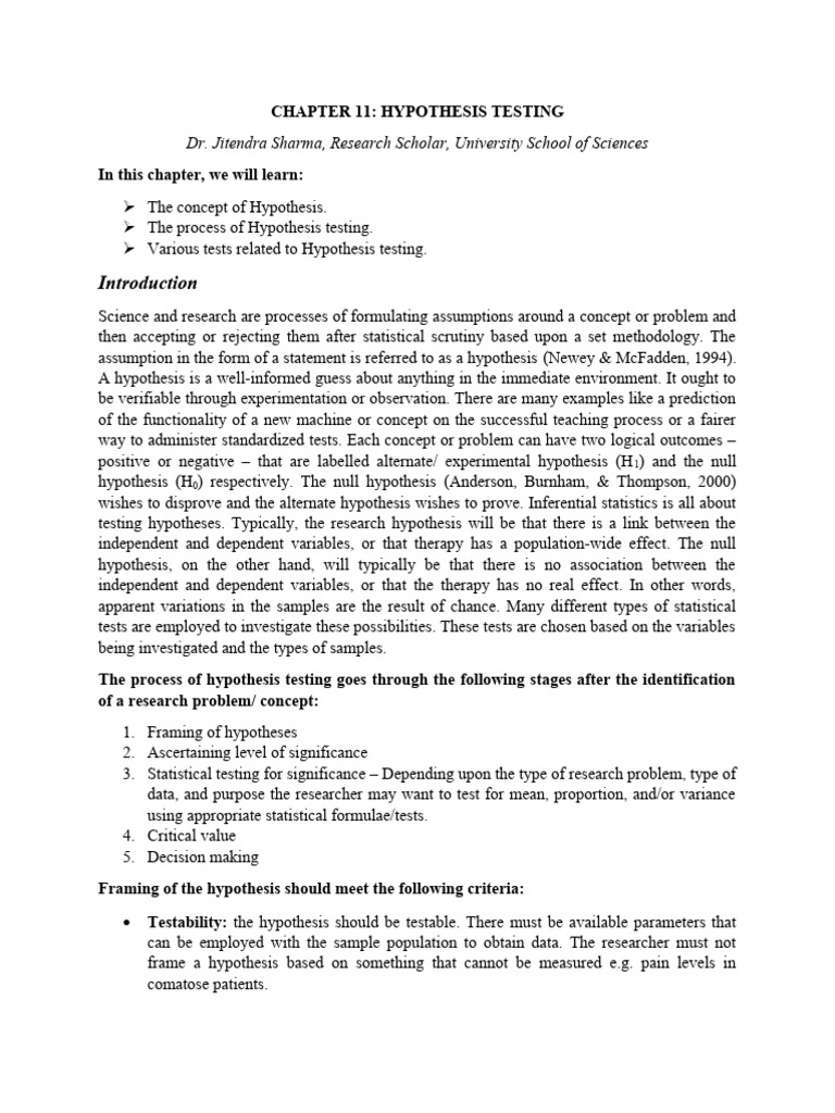 HYPOTHESIS TESTING - Edited | PDF