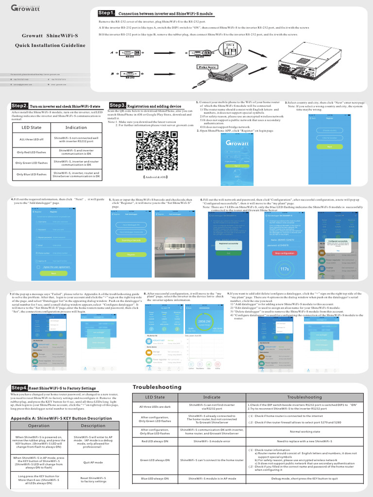 Growatt Wifi S Quick Installation Guide-En | PDF