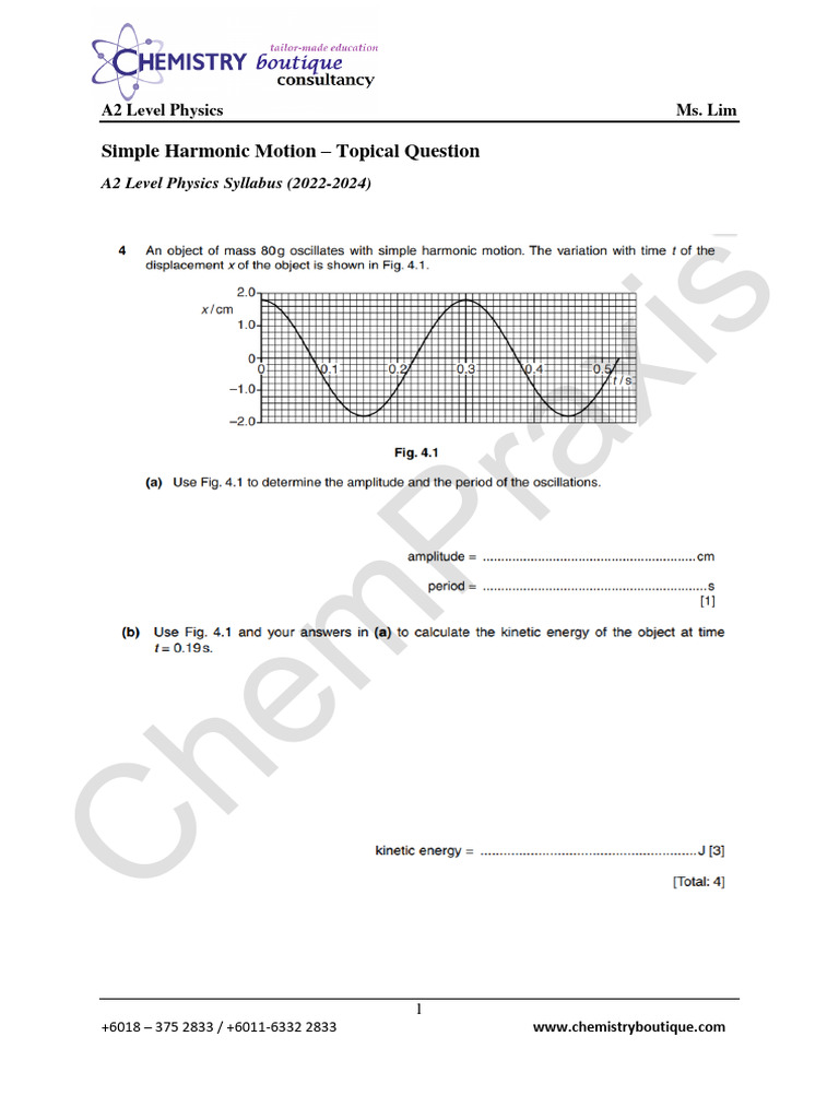 A2 Physics - Simple Harmonic Motion (Topical) | PDF | Physics ...