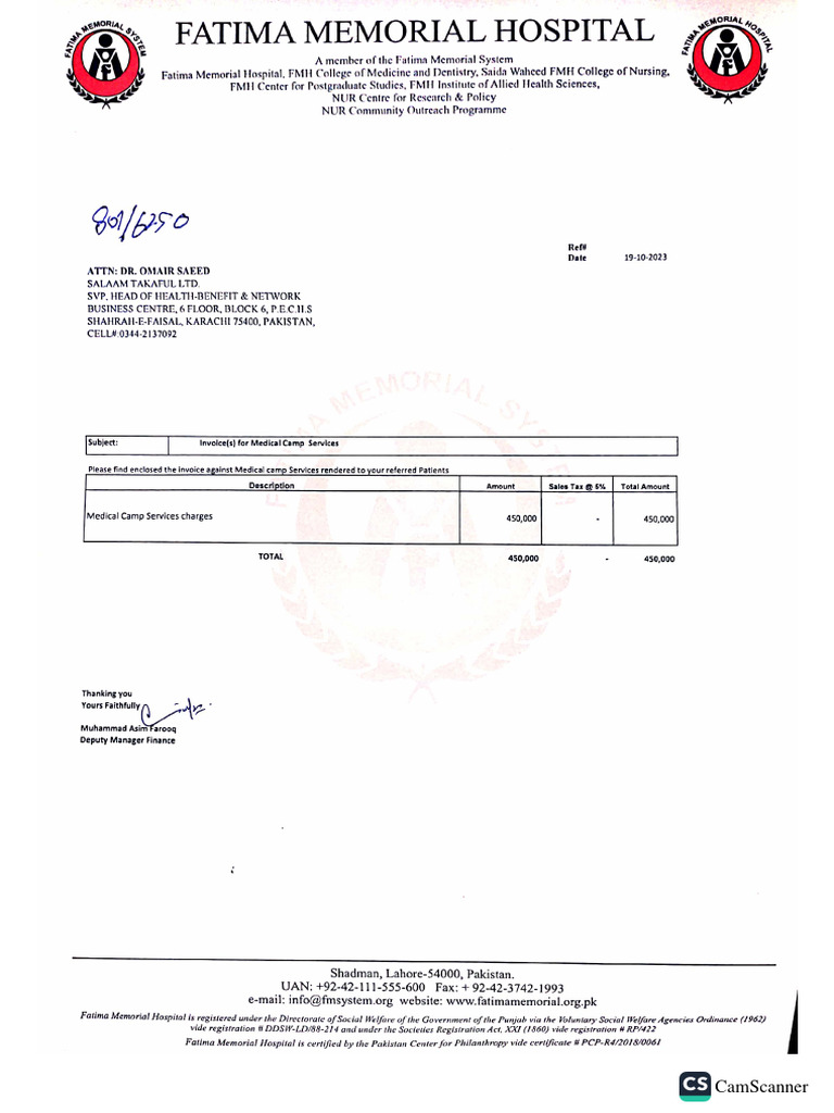 Medical Camp Invoice | PDF