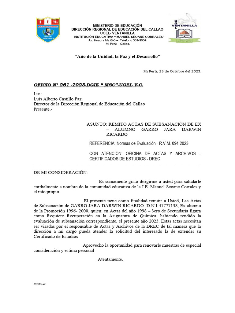 Oficio Fiscalia Setiembre 2023 | PDF