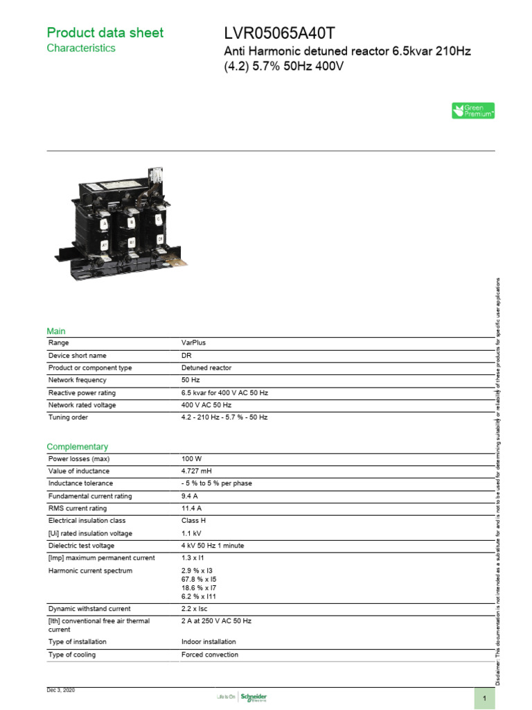 Detuned Reactors - LVR05065A40T | PDF | Alternating Current | Materials ...