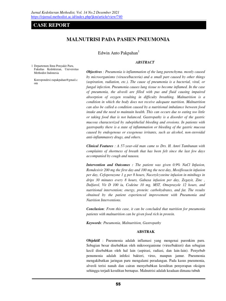 7.artikel JKM Vol. 14 No. 2 Desember 2021 Case Report JKM Edwin Anto Pakpahan 55 63 | PDF ...