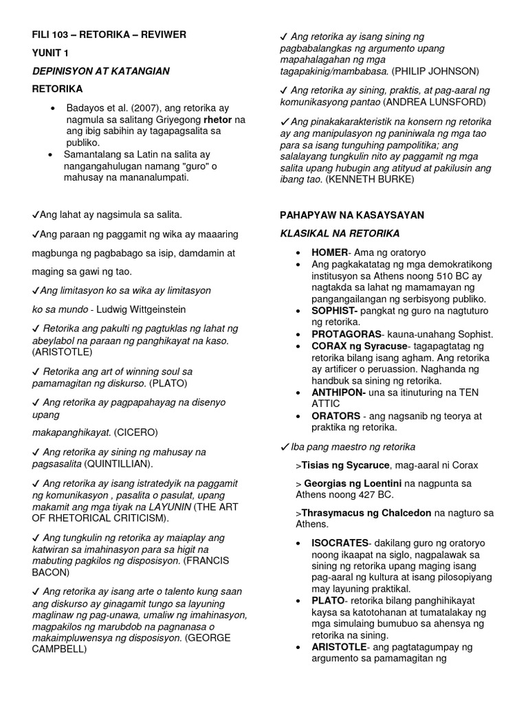 Fili 103 Reviewer | PDF