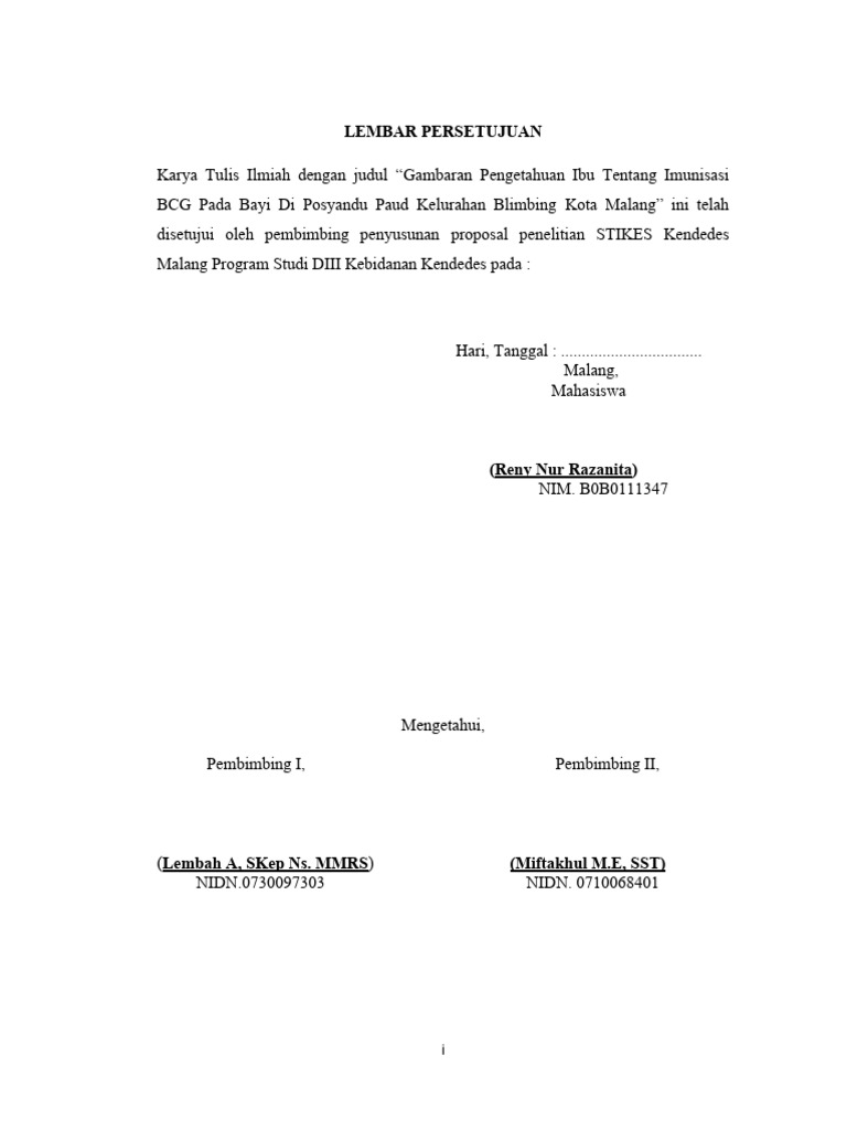 Lembar Persetujuan Proposal | PDF