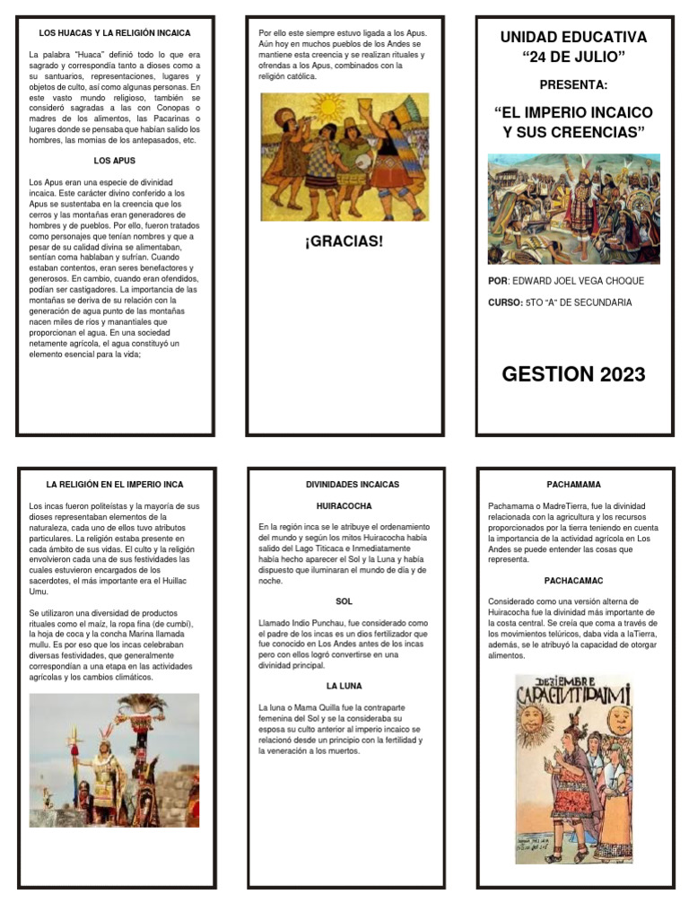 Triptico Cultura Incaica | PDF | Imperio Inca