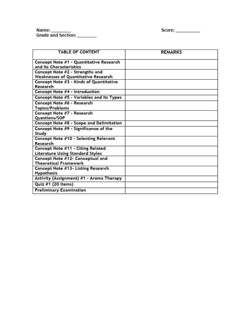 Table of Content in Pr2 | PDF