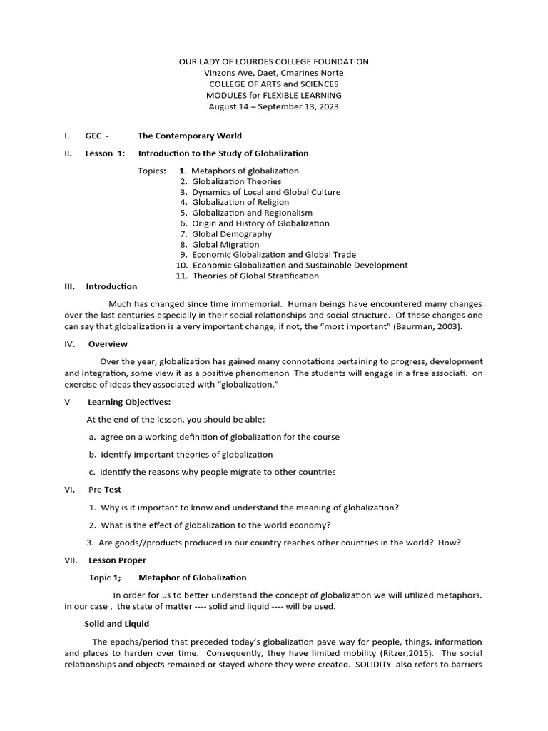 Prelim Module Contemp | PDF