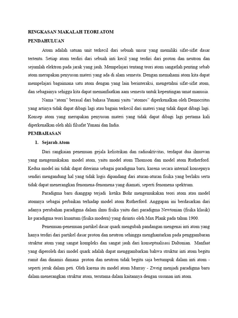 Ringkasan Makalah Teori Atom Untuk Bocilnya Ka Ril | PDF | Teknologi & Rekayasa