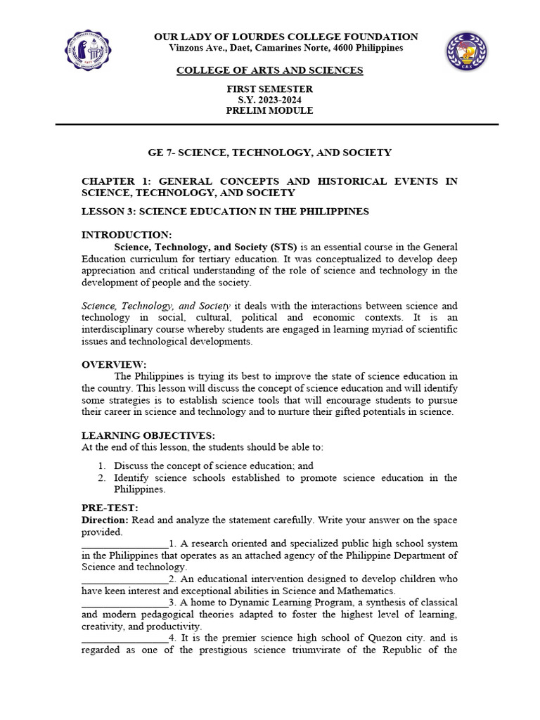 Module 3 Prelim | PDF | Science Education | Science