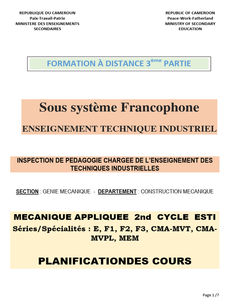 Planification CM MECA APPLIQEE | PDF