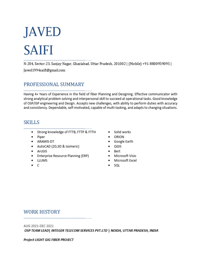 Javed Saifi Resume 2022 | PDF