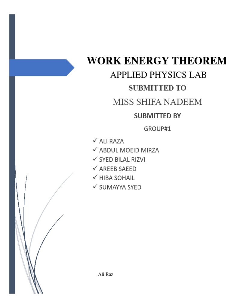 Work Energy Theorem Lab Report 3 | PDF | Force | Velocity