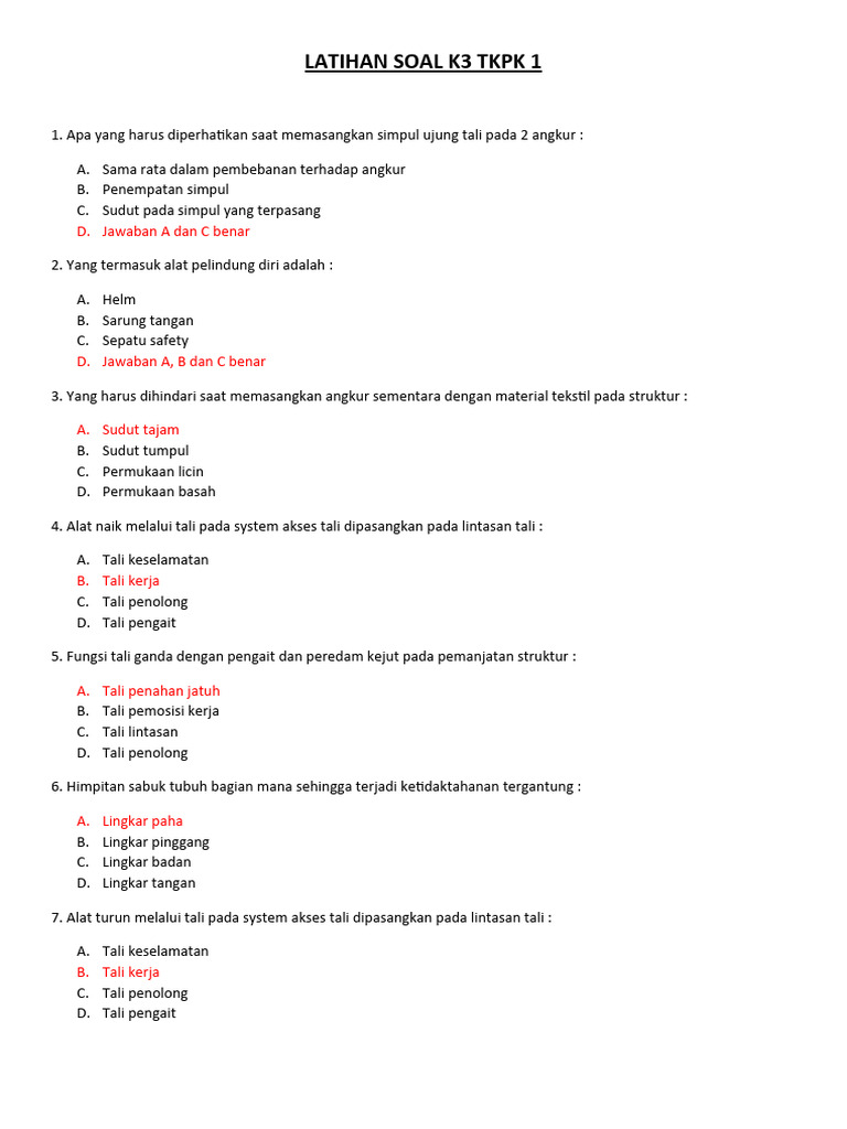 Latihan Soal K3 TKPK 1 | PDF