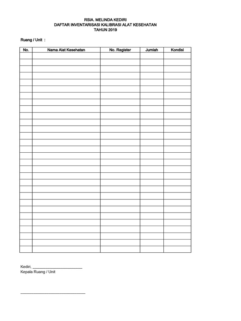 Contoh Form Kalibrasi Alat Kesehatan | PDF