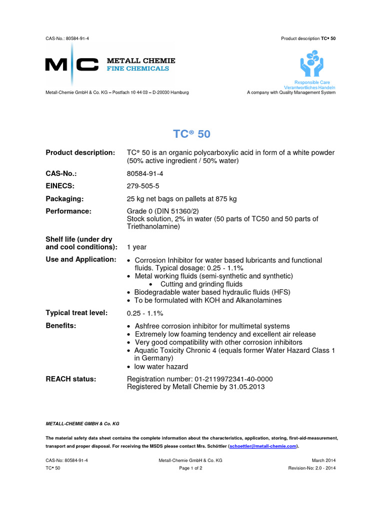 TC50 TDS | PDF | Materials | Industrial Processes