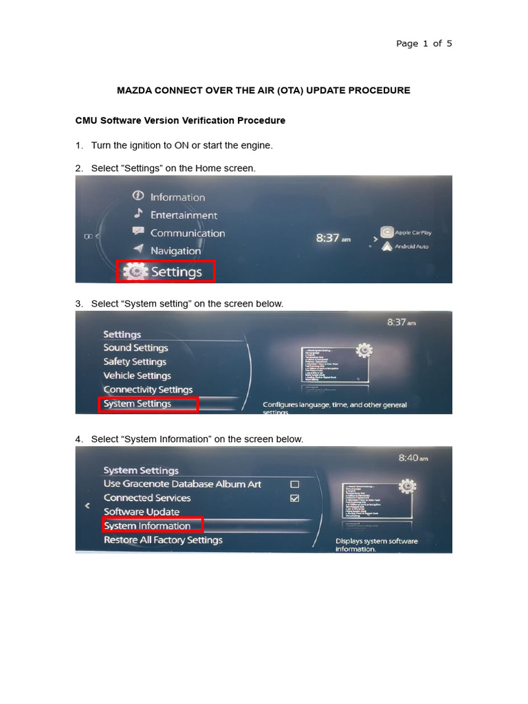Mazda Connect Ota Update Instructions 2023 | PDF