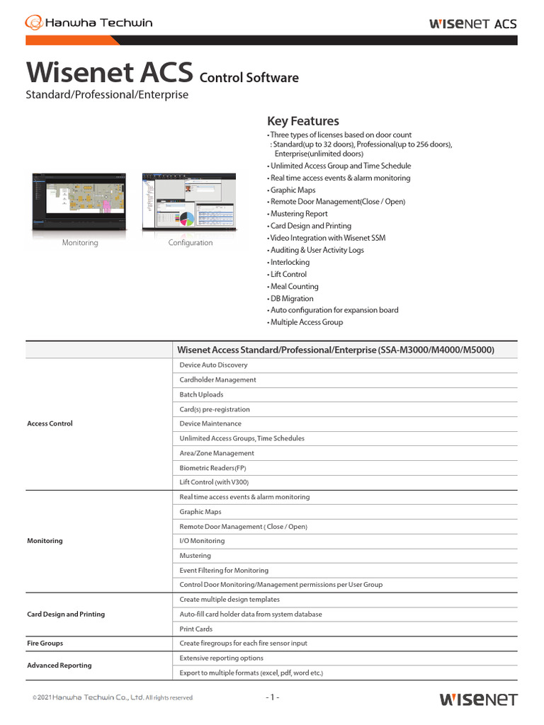 DataSheet Wisenet-ACS 210427 EN | PDF | Databases | Real Time Computing