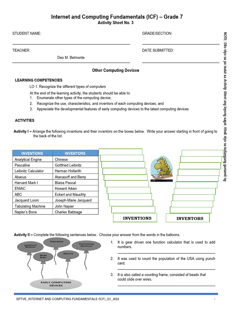 Sptve Icf 7 Q1 As3 | Download Free PDF | Office Equipment | Equipment