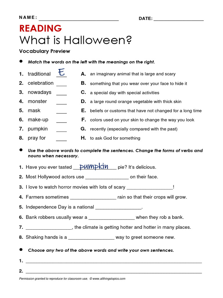 Halloween Handout Pupils | PDF