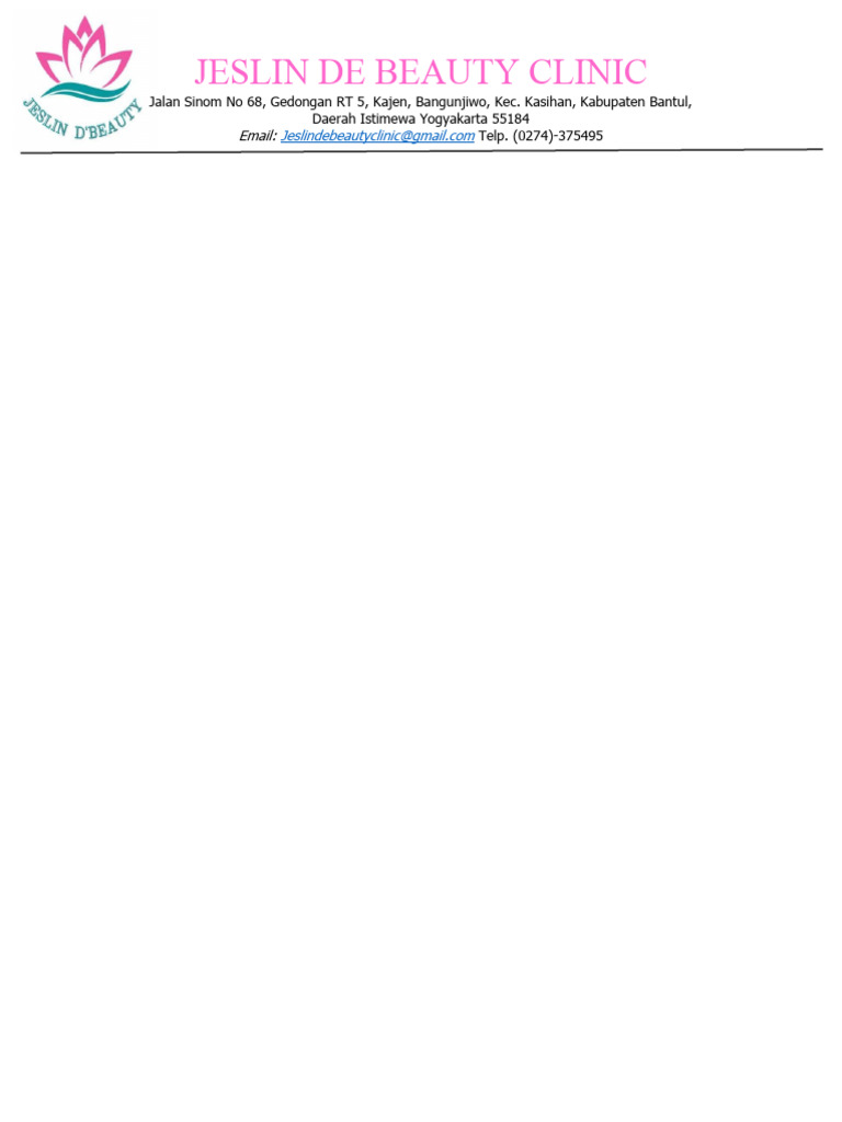 Kop Surat Klinik Jeslin de Beauty | PDF | Pengembangan Diri