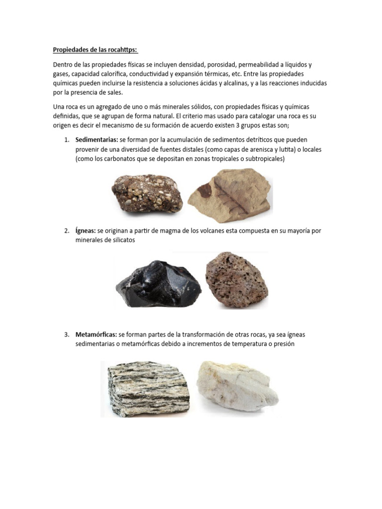 Propiedades de La Roca | PDF | Roca (geología) | Densidad