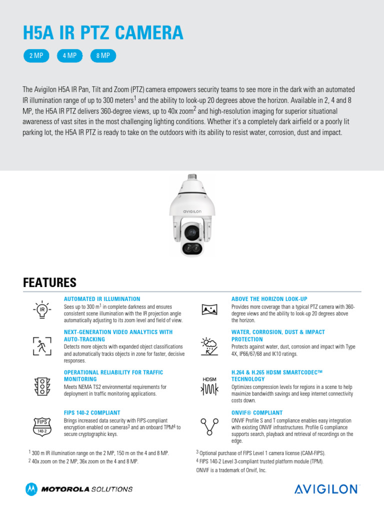Avigilon H5airptz Camera Datasheet en 1 | PDF