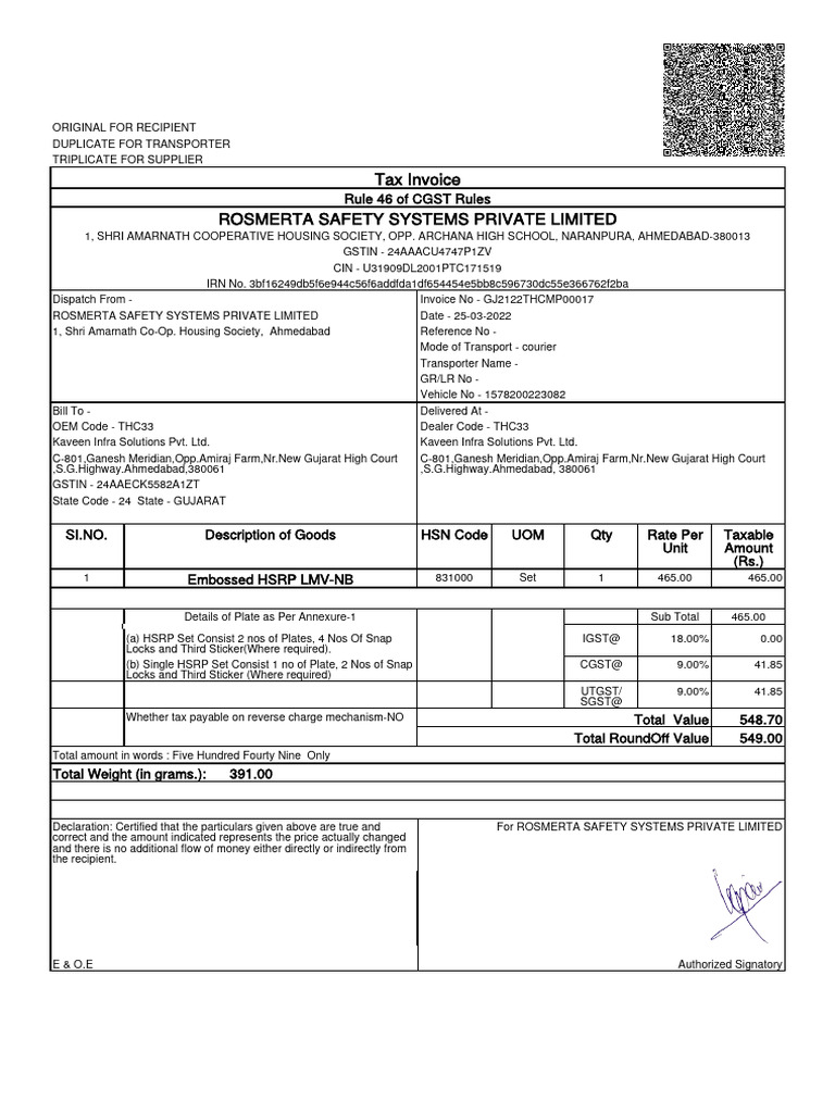 Tax Invoice for Vehicle Plates | PDF | Payments | Economies