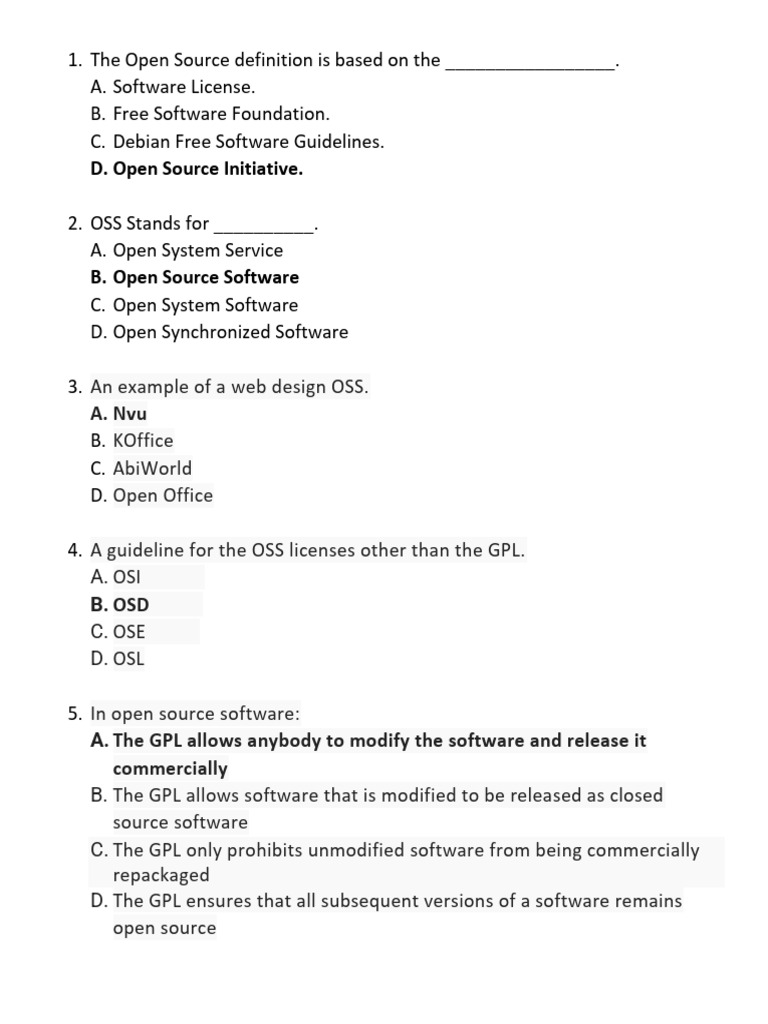 Ost MCQ | PDF | Gnu | Free Software