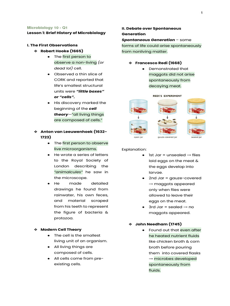 Q1 Microbiology Summative Test 1 Notes | PDF | Microorganism | Vaccination