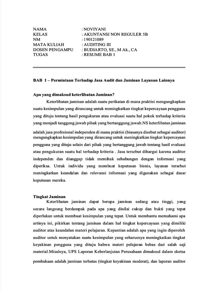 PDF Resume Auditing III Bab 1 - Compress | PDF