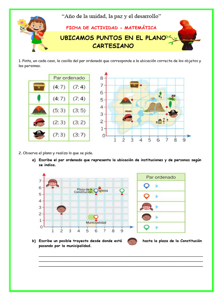 Ficha-lun-mat- Ubicamos Puntos en El Plano Cartesiano | PDF