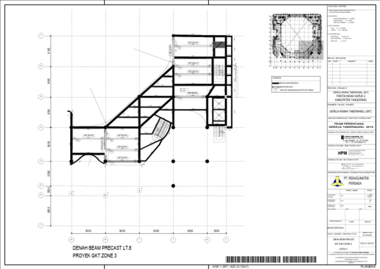 Denah Beam Precast LT.8 Zona 3 Proyek GKT | PDF