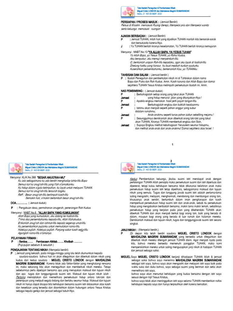 Liturgi Pemberkatan Nikah GMIT | PDF