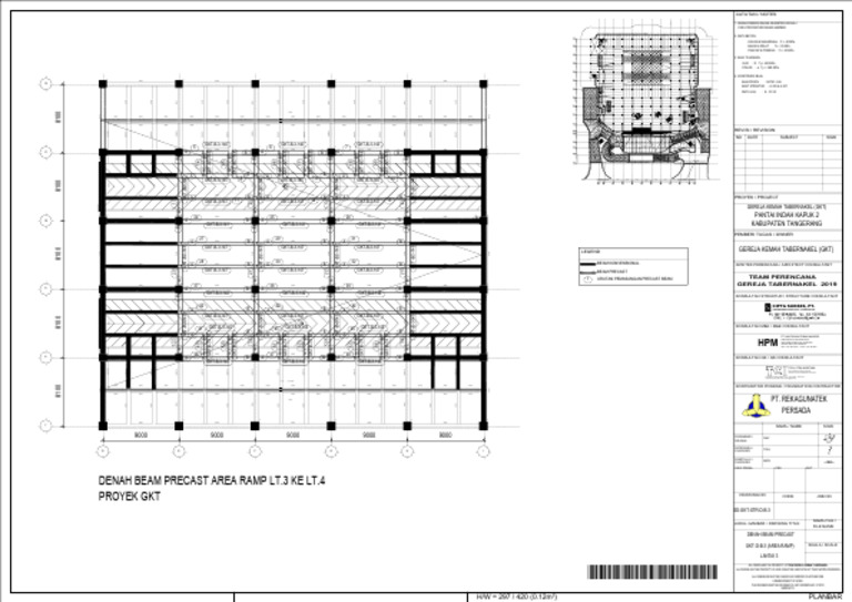 Denah Beam Precast Lt.3 Area Ramp Proyek GKT | PDF